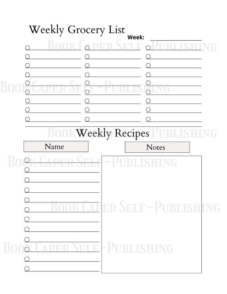 Weekly Food Journal: 52 Week Meal Planner With Recipe & Grocery List ...