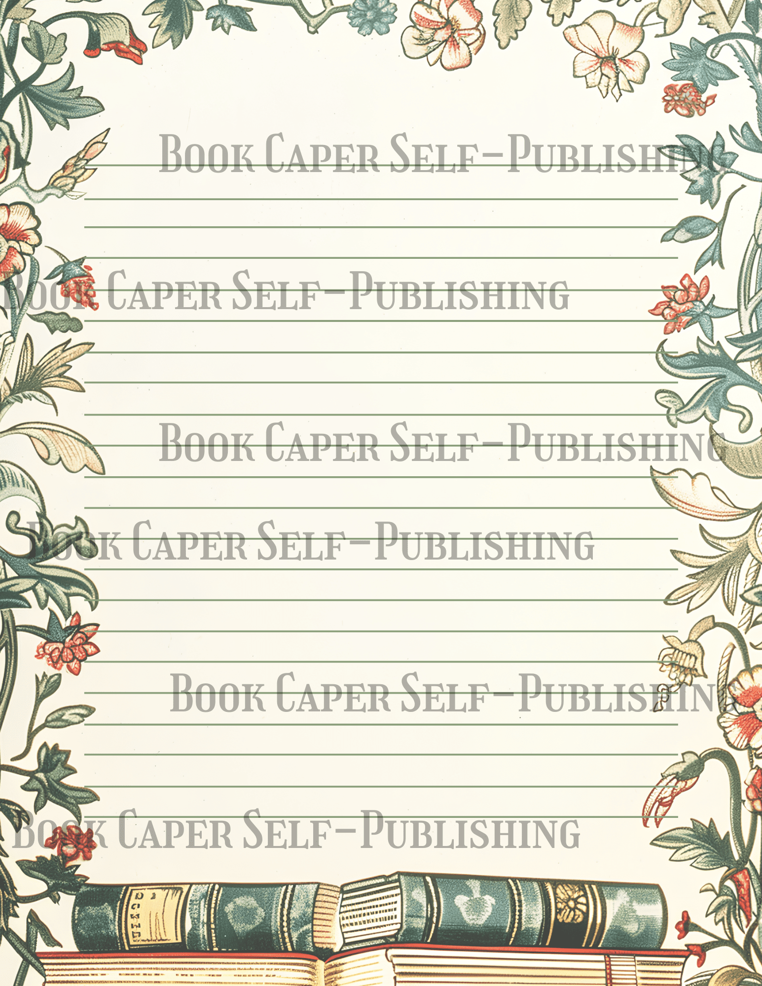 8 Styles Of Stationary Printable Books & Floral Paper Templates ...